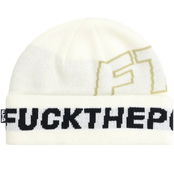 FTP | Accessories | Ftp Spell Out Beanie In Cream | Poshmark